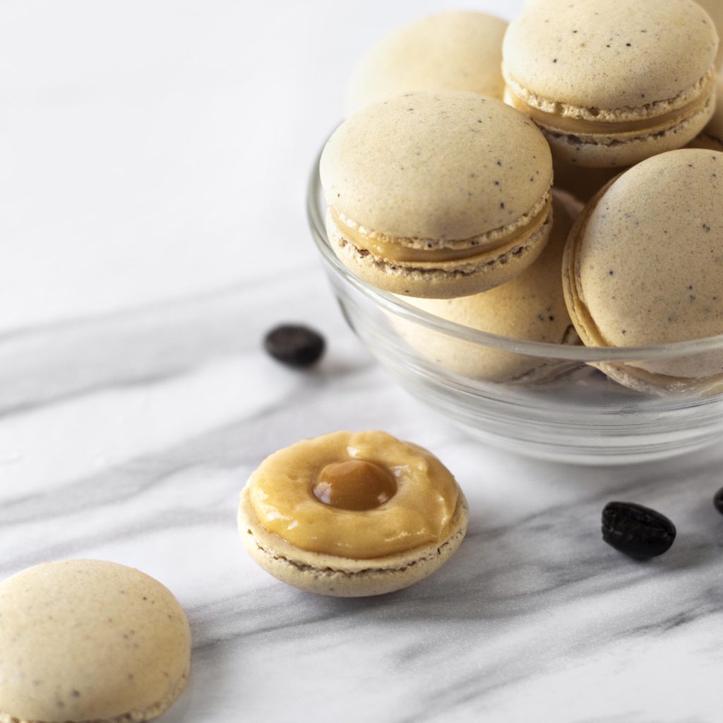 Caramel Latte French Macarons - The Sweet Balance