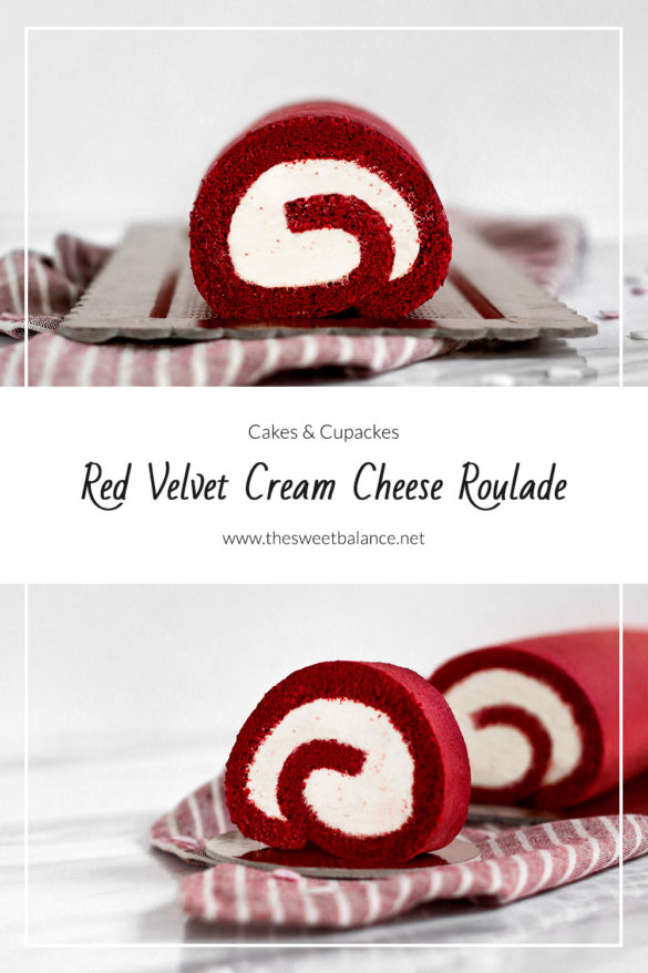 Red Velvet Cream Cheese Roulade - The Sweet Balance